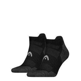 Sneakersocken Head "Head HIKING ALL CLIMATES SNEAKER 2P", Herren, Gr. 35-38, schwarz, Materialmix, unifarben mit Farbeinsatz, normal, Socken Sneakersocken, mit atmungsaktivem Stoffeinsatz