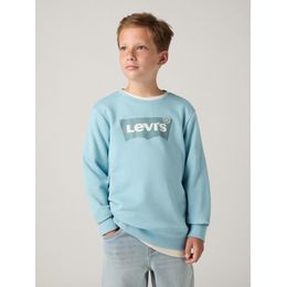 Sweatshirt LEVI'S KIDS "LVB LVB FRENCH TERRY BATWING", Jungen, Gr. 14 (164), forget me not, Sweatware, Obermaterial: 60% Baumwolle, 40% Polyester, bedruckt, Basic normal, Rundhals, Rippb&uuml;ndchen, Sweatshirts Sweatshirt, mit gro&szlig;em Logo
