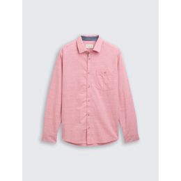 Tom Tailor Herren Regular Fit Hemd mit Brusttasche, rot, Meliert, Gr. S
