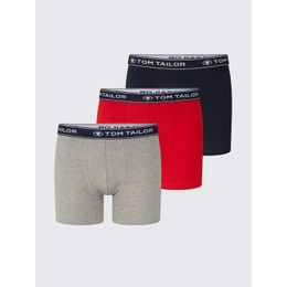 Tom Tailor Herren Mittellange Boxershorts im 3er-Pack, rot, Uni, Gr. S/4