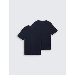 Tom Tailor Herren Basic T-Shirts im 2er-Pack, blau, Uni, Gr. XXL