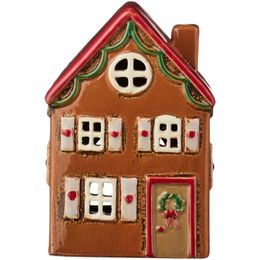 IB Laursen Keramikh&auml;uschen f&uuml;r Teelicht Stillenat Kranz an der T&uuml;r 10 x 7,5 x 14,6 cm skandinavische Deko Online Shop
