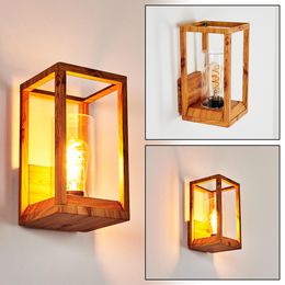 hofstein Leset Au&szlig;enwandleuchte Braun, Holzoptik, 1-flammig