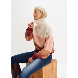 bonprix Troyer Pullover, beige, Gr.48/50 (XL), modischer Troyer-Pullover mit Rei&szlig;verschluss
