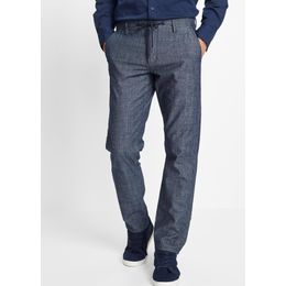 bonprix Regular Fit Chambray-Chinohose Straight, blau, Gr.52, Modische Chinohose, aus 100% Baumwolle