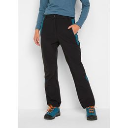 bonprix wasserabweisende Softshell-Hose, schwarz, Gr.46, Sportliche Softshell-Hose zum Wandern mit elastischen Eins&auml;tzen am Bund, Straight Fit, aus Softshell