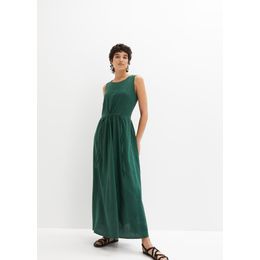 bonprix Maxikleid aus leichtem Leinen-Viskose-Mix, gr&uuml;n, Gr.48, Weites figurumspielendes Kleid aus Leinen betont die Taille durch Tunnelzug, aus Viskose