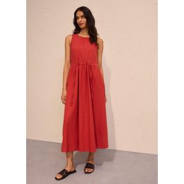 bonprix Maxikleid aus leichtem Leinen-Viskose-Mix, rot, Gr.48, Weites figurumspielendes Kleid aus Leinen betont die Taille durch Tunnelzug, aus Viskose