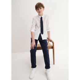 bonprix Chinohose Langarmhemd und Krawatte (3-tlg.Set), blau, Gr.152/158, 3-teiliger Jungen Komplett-Look mit Hemd und Krawatte, 100% Baumwolle (organic)