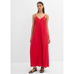 bonprix Jumpsuit mit verstellbaren Tr&auml;gern aus Viskose-Mix, rot, Gr.40, Jumpsuit in lockerer Passform mit V-Ausschnitt und weitem Bein sowie einem verdecktem Rei&szlig;verschluss. Verstellbare Doppeltr&auml;ger mithilfe von Kn&ouml;pfen f&uuml;r eine perfekte Passform an den Schultern., aus Viskose