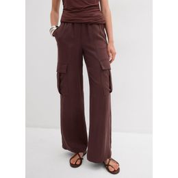 bonprix Cargohose aus flie&szlig;endem Lyocell-Mix, braun, Gr.42, im modernen Schnitt, aus Viskose