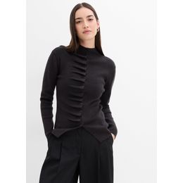 bonprix Feinstrickjacke aus softem Viskose-Mix, grau, Gr.44/46 (L), Cardigan mit geraffter Knopfleiste, aus Viskose