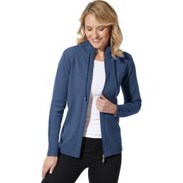 Damen Strickjacke mit Rei&szlig;verschluss jeansblau, Gr&ouml;&szlig;e 50