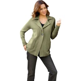 Damen Cardigan in Jacquard-Strick-Qualit&auml;t schilf, Gr&ouml;&szlig;e 44/46