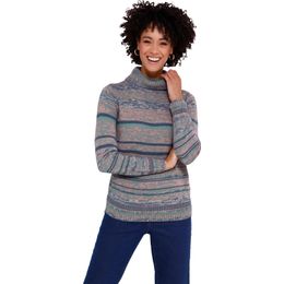 Damen Rollkragenpullover in Melange-Optik rosenholz-jade-gemustert, Gr&ouml;&szlig;e 44