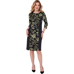 Damen Druckkleid im Paisley-Dessin schwarz-oliv-bedruckt, Gr&ouml;&szlig;e 38