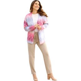Damen Strickjacke mit Effektgarn fuchsia-taubenblau-gemustert, Gr&ouml;&szlig;e 54