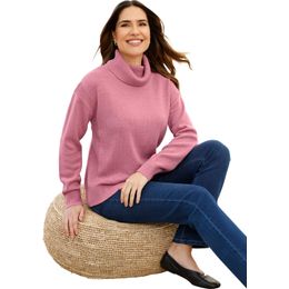 Damen Rollkragenpullover mit Perlfang-Muster altrosa, Gr&ouml;&szlig;e 46