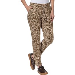 Damen Sweathose im Animal-Print sand-schoko-bedruckt, Gr&ouml;&szlig;e 44