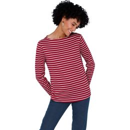 Damen Sweatshirt im Ringel-Dessin kirsche-ecru-geringelt, Gr&ouml;&szlig;e 56