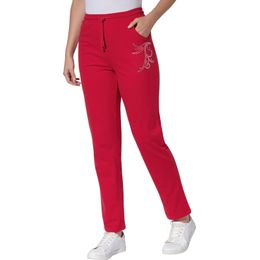 Damen Freizeithose mit Ziersteinchen rot, Gr&ouml;&szlig;e 38