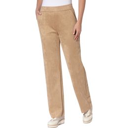 Damen Hose in Veloursleder-Optik camel, Gr&ouml;&szlig;e 50