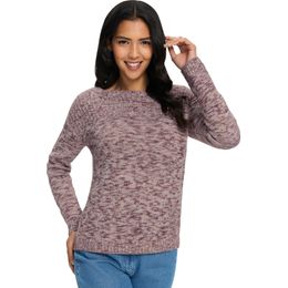 Damen Langarm-Pullover in Melange-Optik burgund-ecru-meliert, Gr&ouml;&szlig;e 56