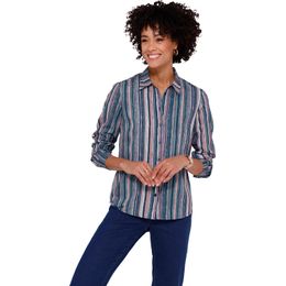 Damen Hemdbluse im Streifenmuster marine-rosenholz-gestreift, Gr&ouml;&szlig;e 50