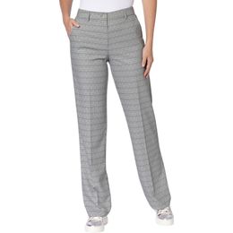 Damen Hose mit weitem Bein hellgrau-schwarz-bedruckt, Gr&ouml;&szlig;e 50