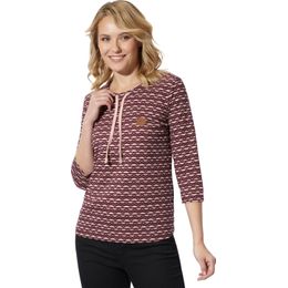 Damen 3/4-Arm-Shirt mit Zickzack-Muster puder-burgund-bedruckt, Gr&ouml;&szlig;e 38