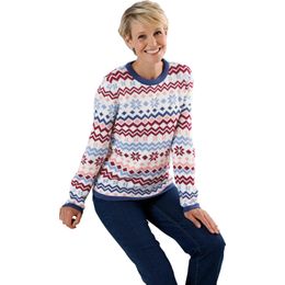 Damen Norwegerpullover in pflegeleichter Qualit&auml;t ecru-rosenquarz-gemustert, Gr&ouml;&szlig;e 44