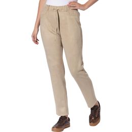 Damen Hose in Velourleder-Optik beige, Gr&ouml;&szlig;e 19