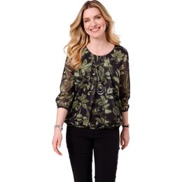 Damen Schlupf-Bluse mit Paisley-Print schwarz-oliv-bedruckt, Gr&ouml;&szlig;e 38