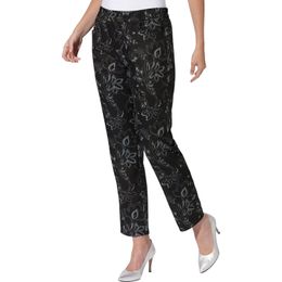 Damen Schlupfhose mit Paisley-Print schwarz-anthrazit-bedruckt, Gr&ouml;&szlig;e 42