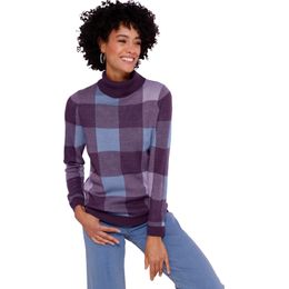 Damen Rollkragenpullover mit Jacquard-Muster traube-himmelblau-gemustert, Gr&ouml;&szlig;e 40