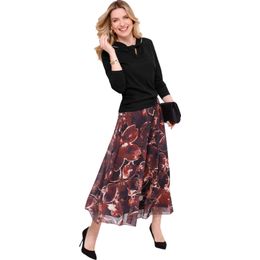 Damen Schlupfrock mit Bl&uuml;ten-Dessin schoko-elfenbein-bedruckt, Gr&ouml;&szlig;e 40