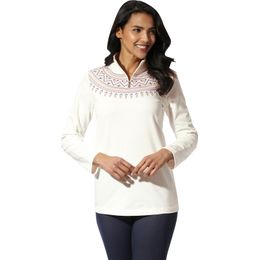 Damen Sweatshirt mit kurzem Rei&szlig;verschluss ecru, Gr&ouml;&szlig;e 50