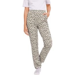Damen Freizeithose im Leo-Print grau-bedruckt, Gr&ouml;&szlig;e 38