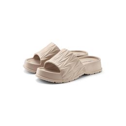 French Connection Set: Badepantolette 'Badeschlappe, Badelatsche, Mule, Sandale, offener Schuh, Sommerschuhe' beige Gr. 37 f&uuml;r Damen