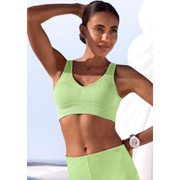 Lascana Sporttop gr&uuml;n Gr. XS (32/34) f&uuml;r Damen. Mit V-Ausschnitt. Figurbetont