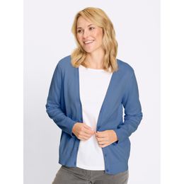 WITT Damen Cardigan in Baumwoll-Qualit&auml;t, mittelblau, Gr&ouml;&szlig;e 52