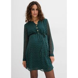 bonprix 2-in-1 Umstands- und Stillkleid aus Chiffon, gr&uuml;n, Gr.48, Elegantes Blusenkleid f&uuml;r die Schwangerschaft und danach