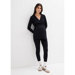 bonprix Set aus Umstands-Wickelshirt mit bequemer Leggings (2-tlg.Set), schwarz, Gr.32/34 (XS), Set aus Langarmshirt mit passender Hose aus bequemen Jersey