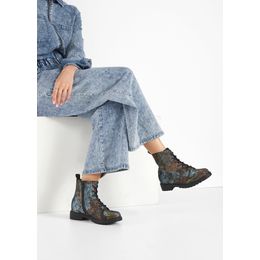 bonprix Schn&uuml;rboots mit floralem Muster, gr&uuml;n, Gr.41, H&uuml;bscher Schn&uuml;r Boot im auffallenden Design
