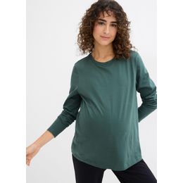 bonprix Umstands- und Stillshirts aus Bio-Baumwolle (2er Pack), gr&uuml;n, Gr.32/34 (XS), Langarm-Shirts mit Stillfunktion f&uuml;r die Schwangerschaft und danach, aus 100% Baumwolle