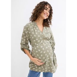 bonprix Umstands- und Stillbluse aus reinem Baumwoll-Musselin, gr&uuml;n, Gr.52, Weiche Umstands- und Stillbluse aus Baumwoll-Musselin mit Paisley-Druck, aus 100% Baumwolle,Musselin