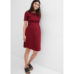 bonprix 2-in-1 Umstandskleid mit diskreter Stillfunktion aus Viskose, rot, Gr.52/54 (XXL), Knieumspielendes Jerseykleid f&uuml;r die Schwangerschaft und danach