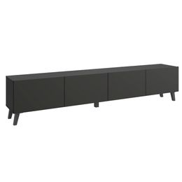 P & B Lowboard, Schwarz, Kunststoff, 190x40x32 cm, Fsc, stehend, Wohnzimmer, Wohnw&auml;nde, Lowboards, Lowboards stehend