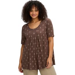 sheego Damen Rundhalsshirt mit Paisleyprint schoko-sesam-bedruckt Gr&ouml;&szlig;e 48/50