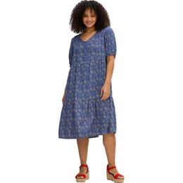 sheego Damen Tunikakleid mit Blumenmuster royalblau-sesam Gr&ouml;&szlig;e 40